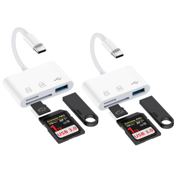 SDカードリーダー Type C 3-in-1メモリカードリーダー USB/SD/TF変換アダプタ USB-C カードリーダー 0TG機能 設定不要 写真/ビデオ 高速伝送 双方向転送 iPhone16/15/タイプC スマホ/MacBoo...