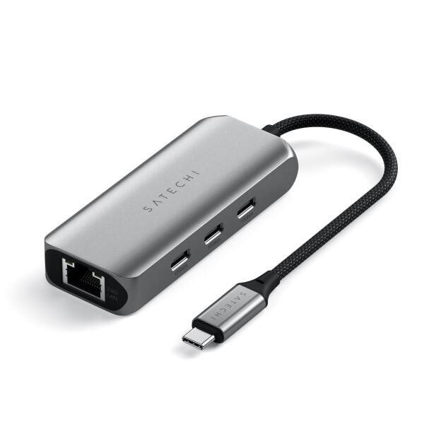SATECHI USB-C 有線LANアダプター、イーサネット ギガビット4 in 1 ? 3×USB-C 3.2 10Gbps、高速ネットワーク接続（プラグ＆プレイ）? MacBook、iPad、Windows、Android、Chrom...