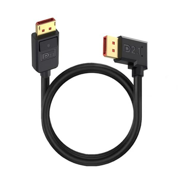 Duttek 16K Displayport l字ケーブル50cm, L字型DP2.1規格オスオスケーブル短い40GbpsビデオDisplayPortケーブルサポート16K@30Hz、8K@120Hz、4K@240Hz、HDR、HDCP2....