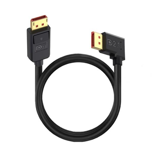 Duttek 16K Displayport l字ケーブル50cm, L字型DP2.1規格オスオスケーブル短い40GbpsビデオDisplayPortケーブルサポート16K@30Hz、8K@120Hz、4K@240Hz、HDR、HDCP2....