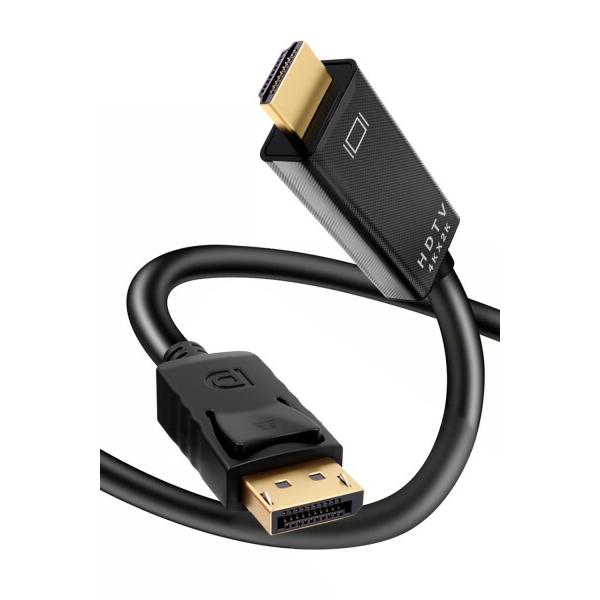 Duttek 4K DisplayPort HDMI 変換ケーブル、ユニディレクショナルDPオスからHDMIオス変換ケーブルがデスクトップ、モニター、プロジェクターに適用されたプラグがゴールドメッキされ、4K@60Hz/2K@120Hzをサ...