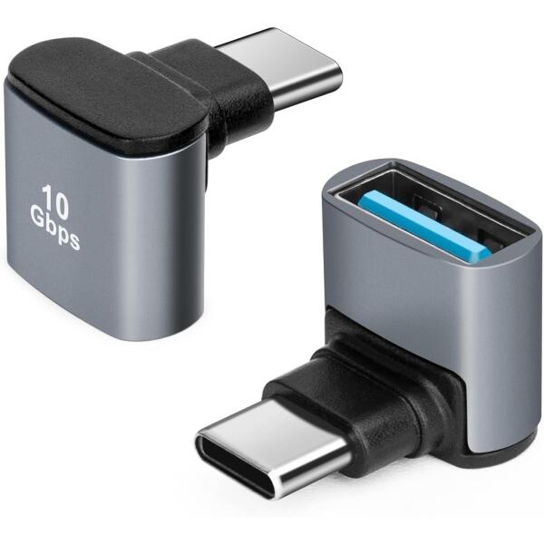 leizhan 3.0 USBオス-Type-C メスアダプタ （2パック） USB USB-C アダプタ 高速データ伝送 90度 - ねずみ色商品コード：49077883232型番：MS-c-male-to-afemale-2サイズ：US...