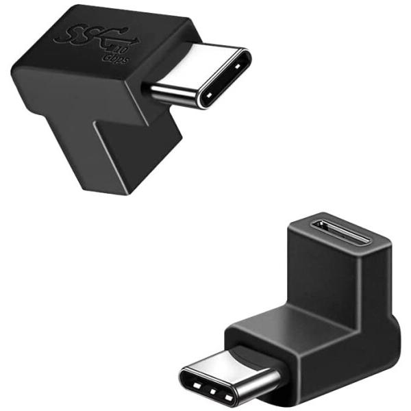 leizhan USB C 変換アダプター 90度 タイプC 変換用 直角 2個入り Type-C to Type-C 変換コネクタ 急速充電とデータ同期 充電ケーブル保護用 互換性 パソコン/タブレット商品コード：49077883235型...