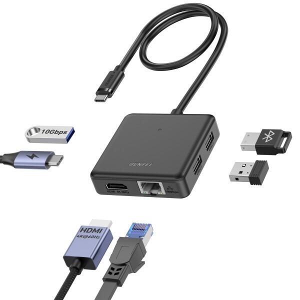 BENFEI USB C ハブ 6in1 HDMI(4K@60Hz)、100Mbps イーサネット、100W 電源供給、3*USB-A、iPhone 16 Pro/Max、MacBook、iPad Pro、iMac S23、XPS17 対応...