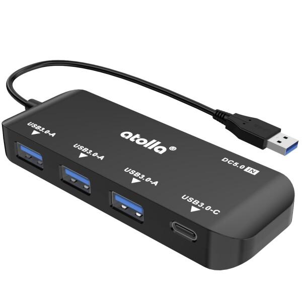 atolla 4in1 USBハブ4ポート USBA*3+USBC*1 高速USB3.0拡張USB Hub 追加5V/3A電力供給ポート コンパクト・軽量設計 ・バスパワー ?商品コード：49077883510型番：GMS-3103U3(5...