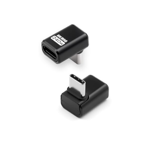 Duttek 240W USB Type-c l字アダプタ、80Gbps L型USB Cオスメス変換アダプタ、USB Type c l字型 変換アダプタ PD急速充電、8k@60hzビデオ対応、サンダーボルト5/4/3対応 (2個)商品コー...