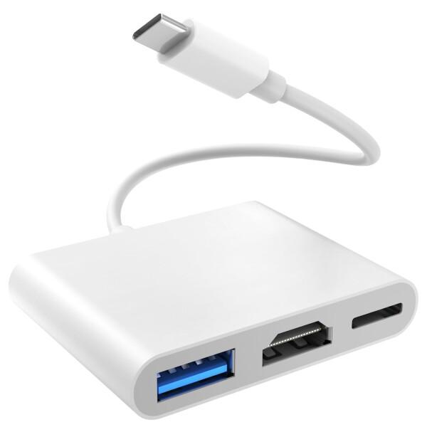 Type C HDMI 変換アダプ iPhone 16/15用 3in1 USB-C Digital Av Multiportアダプタ ４K60z 解像度、USB 3.1高速&amp;100W PD急速充電ポートタ タイプC HDMI 変換...