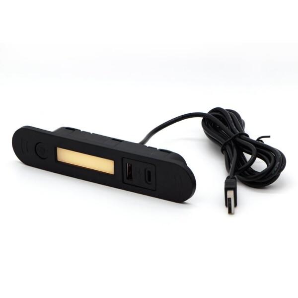 SOFOC黒色埋め込み式電源タップ USB-AとType-C 5V 2A タッチセンサー付きナイトライト ベッドサイドテーブルデスク用 180cmケーブル スタイリッシュ 家具用 一個商品コード：49077884178型番：JYO-1USB...