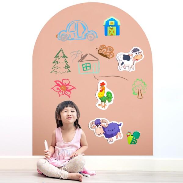 Warasee マグネット チョーク ボード アーチ型 80×100cm タープピンク 粘着式 ブラックボード シート 子供部屋/リビング用 お絵描き・メモ対応商品コード：49077963143型番：GM08-100-MTサイズ：80*10...
