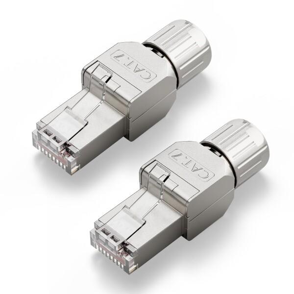 VCELINK CAT7 RJ45 コネクタ 圧着不要 2個入 鉛合金シールド付き ツールフリー 金メッキ LAN コネクター 10Gbps 22~24AWGネットワークケーブル対応商品コード：49077964426型番：KJ31-C7-2...