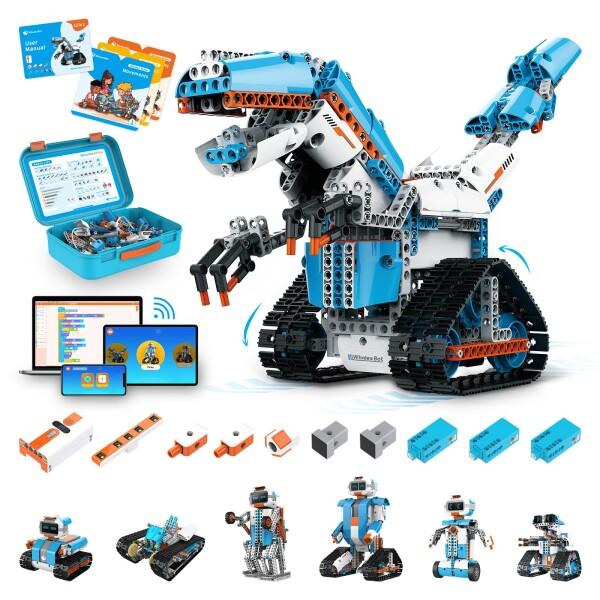WhalesBot E7 Pro プログラミングロボット 12-in-1 8歳以上 アプリ制御 Scratch/Python/C言語 ブロック おもちゃ STEM教育 コーディング 知育玩具 工作キット センサー 3D組み立てガイド 日本語...