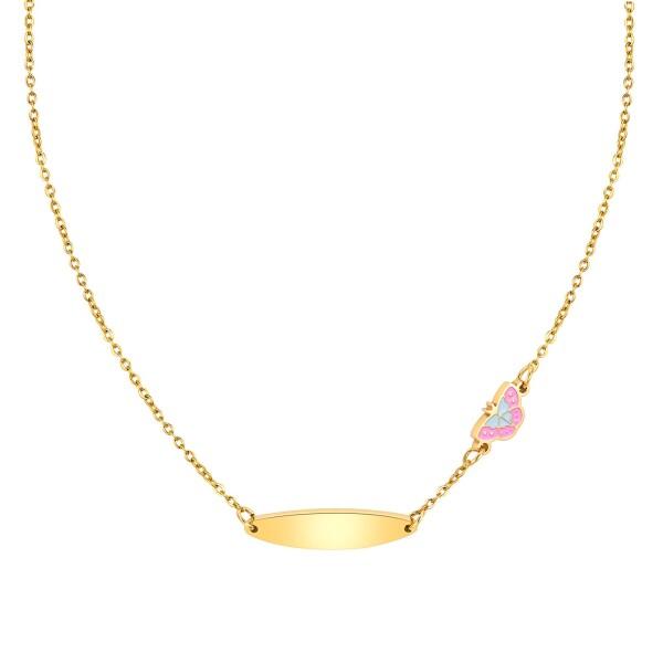 (Rockyu Allure) ネックレス キッズ ゴールド ステンレス 蝶型 ドロップレジン チェーン かわいい 誕生日 ギフト プレゼント おしゃれ (光沢のある蝶)商品コード：49078024757型番：NC-1954サイズ：サイズ:...