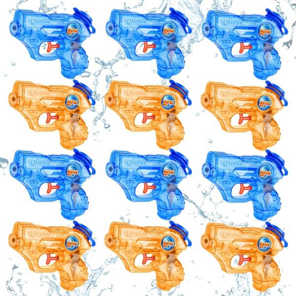 子供用ミニ水鉄砲 12個セット最大飛距離7m 5〜7メートル飛距離の小型ウォーターガン 夏のプール・海・水遊び・お風呂・パーティーに最適なおもちゃ ウォーターガン 玩具 子供用 大人 水遊びおもちゃ 水合戦 プール ビーチ キャンプ 川遊び...