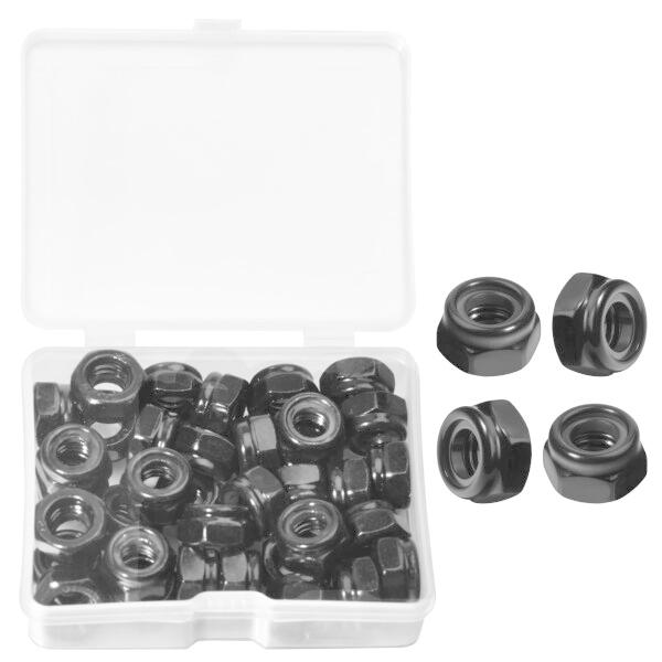 LEONTOOL 50個入り M6 x 1mm 六角ロックナット 緩み止め ナイロン ロック ナット ナイロンインサート 304ステンレス鋼 亜鉛メッキ 錆に強い 車 機械 家具 交換パーツ 収納ボックス付き 高さ5.9mm 六角幅10mm...