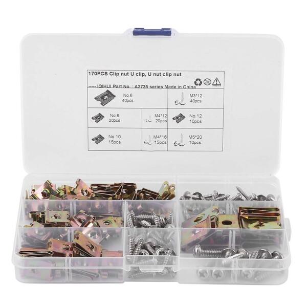 クリップナット85個セット（ステンレス鋼）｜U型クリップ＆Uナット4種類｜錆びにくい・高強度｜パネル・モールディング固定に最適商品コード：49078056286型番：Yosoo-vcqeu7kyi9502【交換用】錆びたり壊れたりしたUクリ...