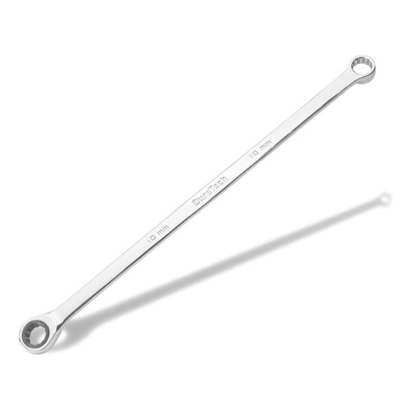 DURATECH メガネレンチ 板ラチェットレンチ ロングタイプ ミリサイズ 片側ラチェット構造 72ギア ミラー仕上げ 10mm商品コード：49078076622サイズ：10mmカラー：シルバー【高耐久】本体は高品質CR-V鋼製、堅牢で耐...