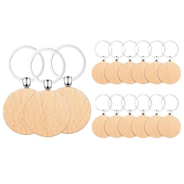 (YBGGJO) 木製キーホルダー 丸 15個セット 番号札 荷札 円型 無地 キータグ 名入れ 紛失防止 ハンドメイド材料 DIY (15個セット)商品コード：49078179641型番：yuj-965サイズ：直径4cm、厚さ0.7cmカ...