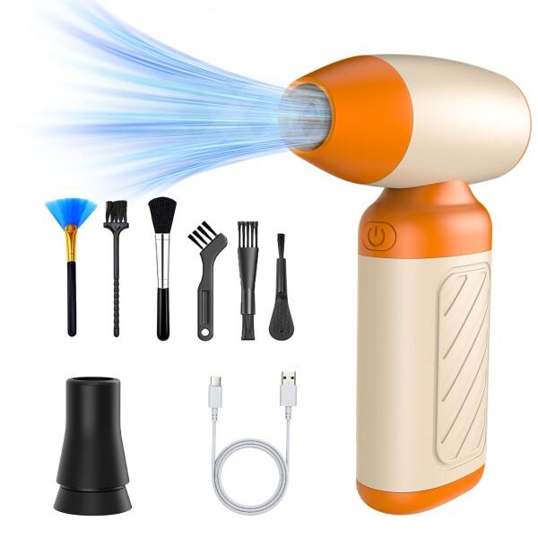 iKristinエアダスター 電動エアダスター ブロワー 洗車 超強力 180000RPM高速回転最大風速120m/s 4段階風量調整小型エアダスター 充電式 エアダスター 軽量 最強ブロワー 2種類ノズル付き PC掃除洗車/車内/PC/キ...