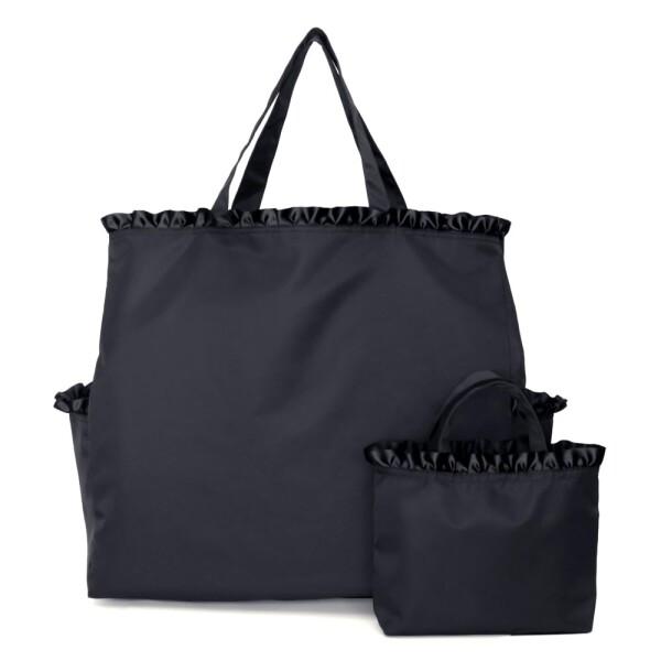 (Kirche Bl?te) サテンフリル 折りたたみビッグバッグ ランドセルバッグ RB-SFR02 (ブラック)商品コード：49078186037サイズ：大型カラー：ブラックバッグ本体/高さ41cm×幅45cm〜61cm×マチ17cmミ...