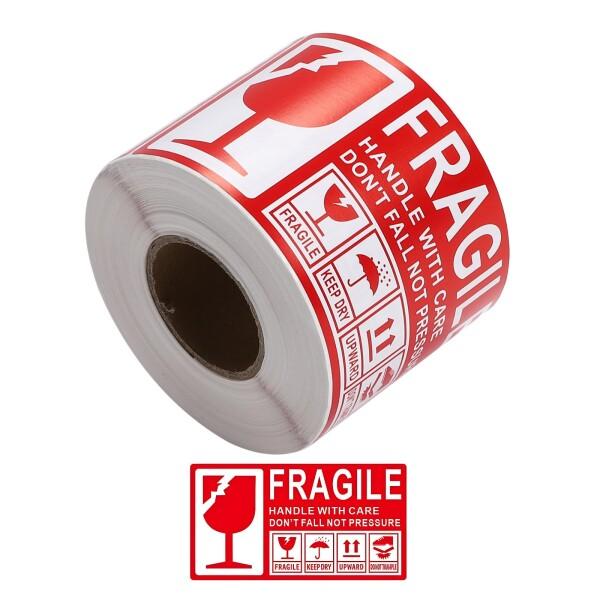 FRAGILE 壊れ物注意ステッカー 取扱注意 ラベルシール 割れ物対応 英字＆イラスト付き選べる2サイズ梱包用ラベル 300枚入り (70mm×130mm)商品コード：49078186237型番：FGL-5090サイズ：70mm×130m...