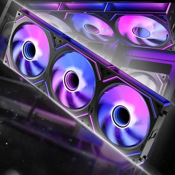 AsiaHorse DAWN Pro ARGB PC ファン 120MM 3本 正向(排気) (デイジーチェーンファン) (簡単なケーブル管理) RGB ファン 4Pin PWM 5V 3Pin ARGB 1850RPM/風量71CFM/高...