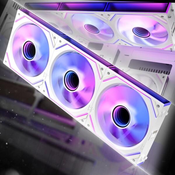 AsiaHorse DAWN Pro ARGB PC ファン 120MM 3本 正向(排気) (デイジーチェーンファン) (簡単なケーブル管理) RGB ファン 4Pin PWM 5V 3Pin ARGB 1850RPM/風量71CFM/高...