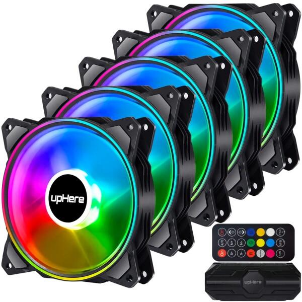 Novonest PCケースファン 120mm RGB 6PIN 冷却ファン 5v 3Pin ARGB マザーボード AURA Sync同期/リモコンで制御 LED FAN 高性能 静音 25mm厚 外側リングを光らせる fan hub付き...