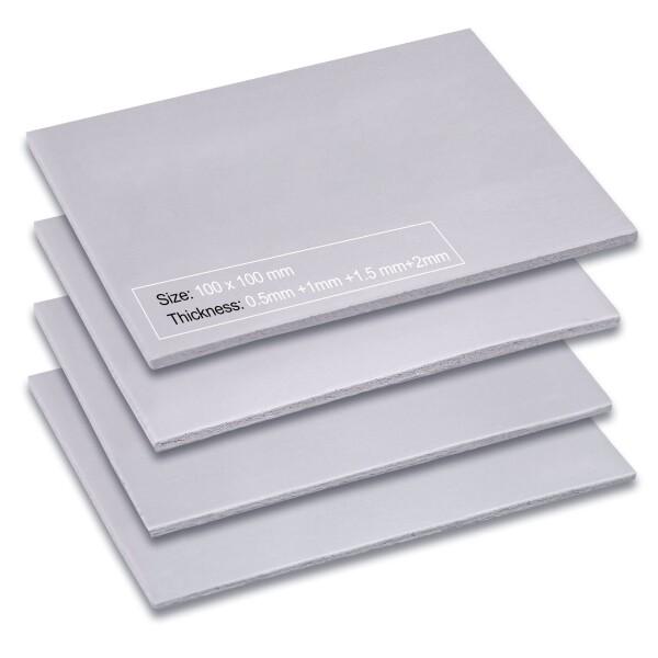 Aarihutサーマルパッド4枚、100 x 100 mm 0.5 mm+1 mm+1.5 mm+2 mm熱伝導マット12.8 W/m.K冷却マット非導電耐熱限界オデッセイカバー、二重自己粘膜付き、PCノートパソコンPS4 SSD M.2に...