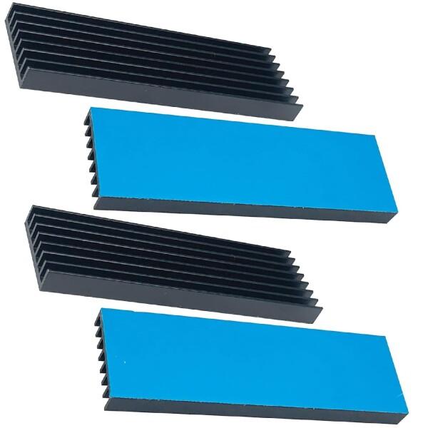 PENGLIN ヒートシンク 小型 アルミニウム 熱伝導両面テープ 貼り付け済 熱暴走対策 電子機器の熱対策 heatsink 黒 (70mm×22mm×6mm（4個）)商品コード：49078187073型番：JPL【アルミ製】アルミニウム...