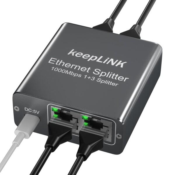 keepLiNK LAN 分配器 LAN ハブ スイッチングハブ 1入力3出力 RJ45 高速1000Mbps LANケーブル 分岐 3台同時使用 Cat5/Cat5e/Cat6/Cat7/Cat8対応 ネットワーク拡張 三股同時出力 有線...