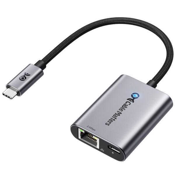 Cable Matters USB-C 2.5G 有線LANアダプター (2.5Gbps ＆ 140W充電対応) 2-IN-1 USB-C LAN変換アダプター、タイプC イーサネット Thunderbolt 4/5・USB4対応 MacB...