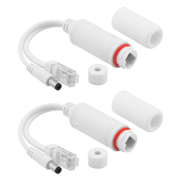 Leehitech 100M 信号伝送 防水 POE スプリッター 48V POE入力 to 12V DC出力スプリッタアダプター IEEE 802.3af/at 標準 100M信号伝送距離 セキュリティカメラ、ワイヤレスAP、VoIP電話...