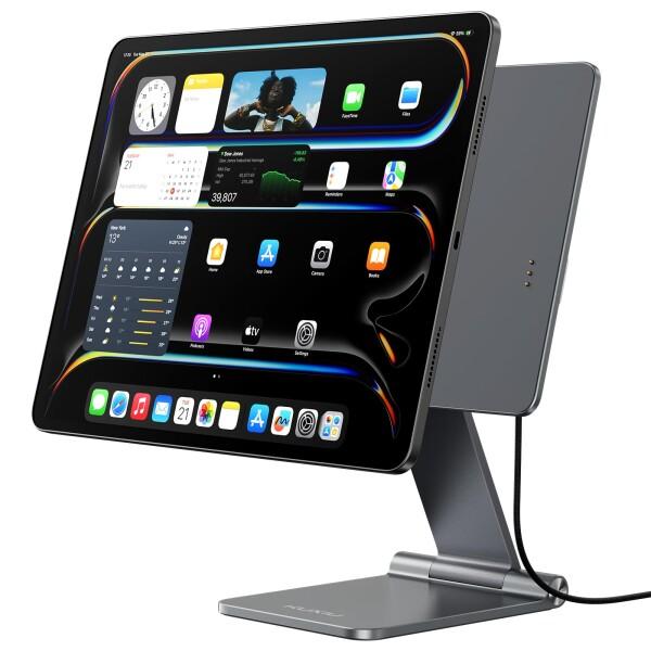 KU XIU X33 PRO MAX 2024年革新モデル iPad Pro 13インチ（M5/M4）対応 マグネット式アルミスタンド 折りたたみ式 ワイヤレス充電一体型 安定アームホルダー 高さ・角度・回転調整対応 絵描き・充電両用スタン...