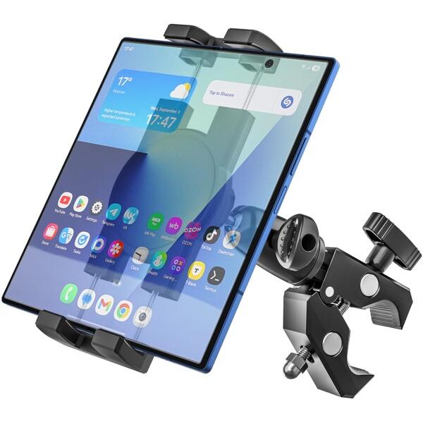 EXSHOW タブレットホルダー GoPro適用 スマホスタンド 自転車/バイク/マイクスタンド/トレッドミルなどに マイク タブレット端末用スタンド 360度回転 安定性 取り付け容易 日本語説明書 幅広い互換性 き iPad Pro A...
