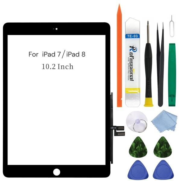 ブラック タッチパネル交換用 10.2インチ 2019 iPad 第7世代（A2197 A2198 A2200）/ 2020 第8世代（A2270 A2428 A2429 A2430）ガラスタッチデジタイザー交換修理用、取り付け済み接着剤、...