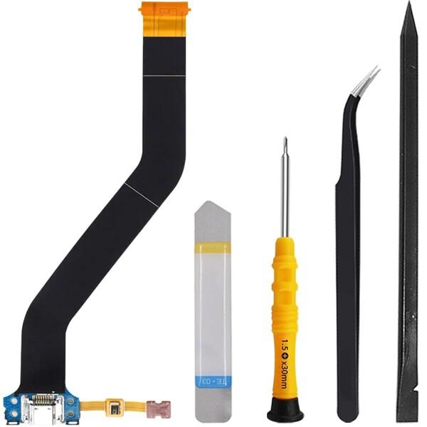 ZHUROUPU SM-T530 T531 T535 for Samsung ギャラクシー タブ 4 10.1 インチ 2014と互換性のあるのための USB の充満港の取り替え、屈曲ケーブル、修理用具セットが付いているヘッドホーン ジャッ...