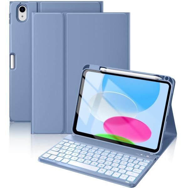 HETHOT iPad用 キーボード付きケース A16 第11世代/第10世代 JIS日本語配列 7色バックライト 超軽量 着脱式 耐汚れ性素材カバー ペンシルホルダー付き Bluetoothキーボード 多角度調整商品コード：4907818...