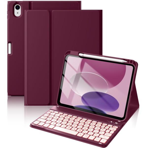 HETHOT iPad用 キーボード付きケース A16 第11世代/第10世代 JIS日本語配列 7色バックライト 超軽量 着脱式 耐汚れ性素材カバー ペンシルホルダー付き Bluetoothキーボード 多角度調整商品コード：4907818...