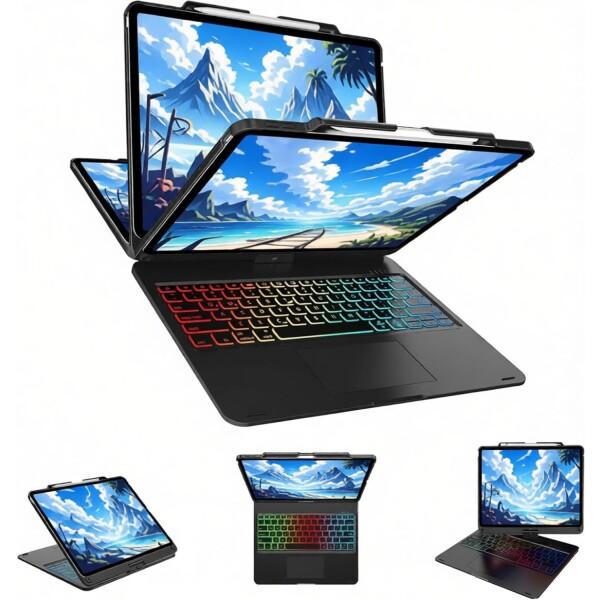 IVEOPPE iPad Air 13インチ ケースM3/M2 (2025/2024) iPad マジックキーボード Pro 第6/5/4/3世代 12.9インチ対応 高精度タッチパッド付きケース 360度回転/180度反転 英語配列 遅延...