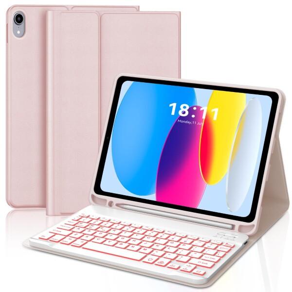 iPad A16 11世代 10世代 ケース キーボード iPad キーボード付きケース 第10世代 10.9インチ 軽量 薄型 7色バックライト付き ワイヤレス Bluetooth 着脱式 Apple pencil収納 角度調整スタンド ...