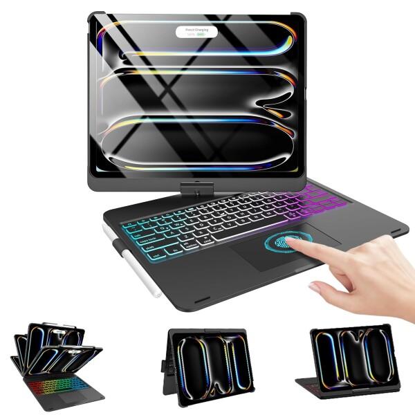 iPad Pro 13インチ (M5 2025/M4 2024) キーボード 360度回転式 マジックキーボード iPad Pro 13インチ m4 ケース 180度反転 一体型 Bluetooth 5.3 高精度トラックパッド 遅延なし ...