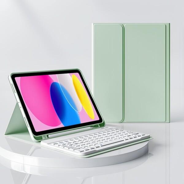 Moogukadan 薄型キーボード ケース 対応 iPad 10.2 インチ 第9 8 7 世代/対応 iPadAir3 Pro10.5インチ マグネット 分離式 無線 ワイヤレス キーボード おしゃれ ペン収納 軽量，薄緑+白商品コード...