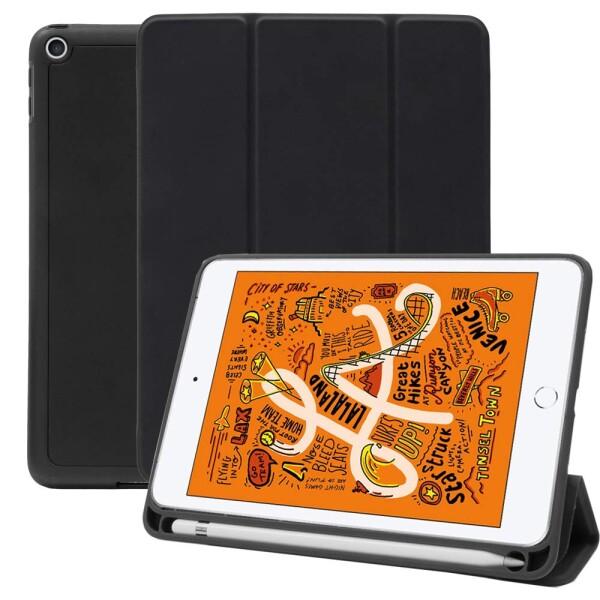 MS factory iPad mini 2019 mini5 用 ケース Apple Pencil 収納 耐衝撃 カバー アイパッド ミニ 第5世代 スマートカバー ソフト TPU オートスリープ ケースカバー ブラック 黒 IPDM5-...