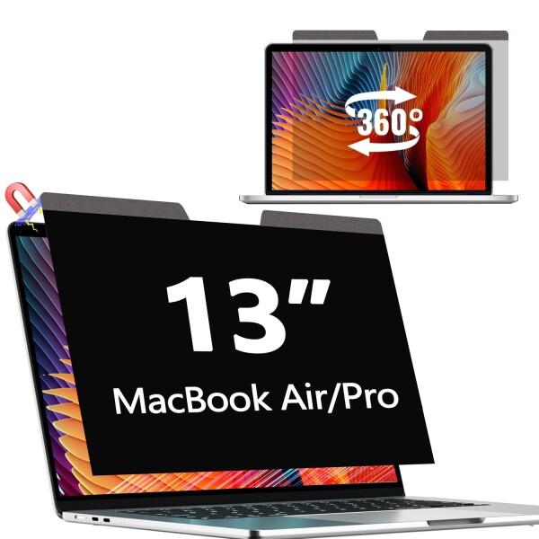 Halloive 360ラップトップ Macbook Air 13 (2018-2021、M1) および Macbook Pro 13 (2016-2022、M1、M2) マグネット式 覗き見防止 ノートパソコン プライバシーフィルター マ...