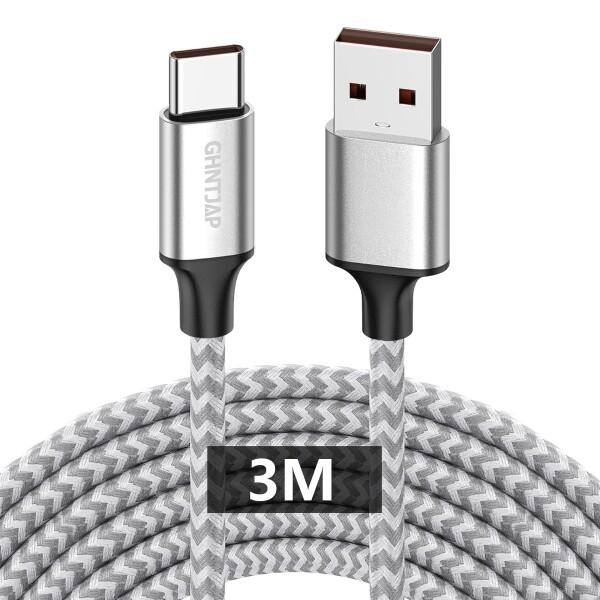GHNTJAP USB C ケーブル 3M USB A to C 急速充電 高耐久ナイロン USB TYPE-C ケーブル iPhone16/Galaxy/Pixel/Xperia/LG等タイプc機器対応商品コード：49078192345型...