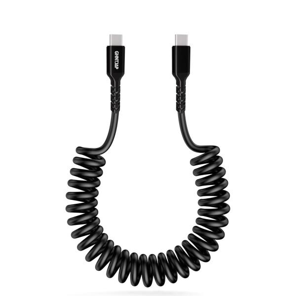 GHNTJAP USB C to USB Cケーブル 0.4Mから1.2Mまで 伸びる PD対応 60W急速充電 TYPE C ケーブル コイル型 iPhone16、Galaxy、MacBook、iPad Pro等タイプc機器対応商品コード...