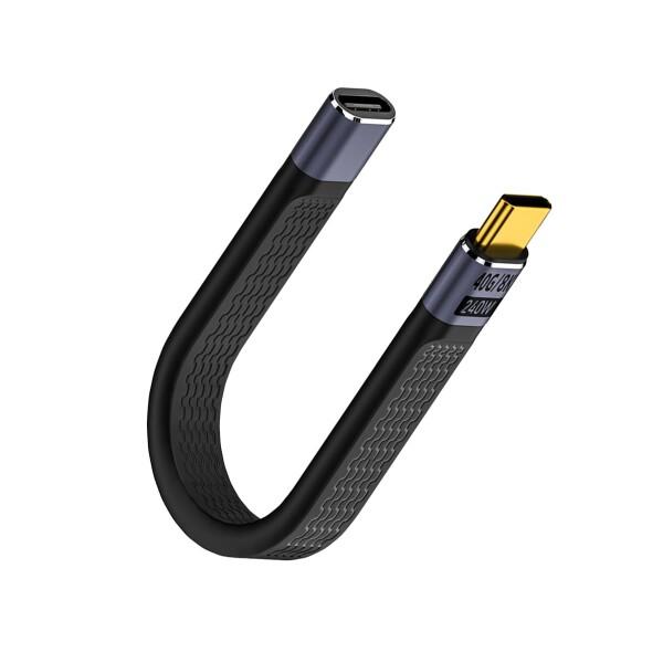 YFFSFDC USB4.0 Type C 延長ケーブル 40Gbps高速データ転送&amp;PD対応240W/5A急速充電&amp; 8K@60Hz映像出力 USB-C（オス） to USB-C（メス） ケーブル 約13.5cm 短い U...