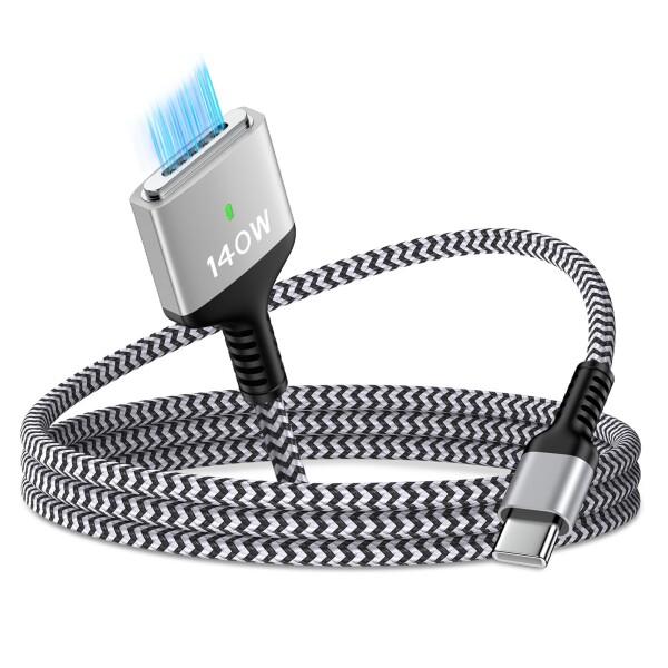 GAEF USB-C to Magsafe 3 磁気充電ケーブル 140W急速充電 PD3.1 超高速充電 0.9m Macbook air磁気充電コード 耐久ナイロン編組 Macbook pro充電ケーブル 強力な磁気 MacBook A...