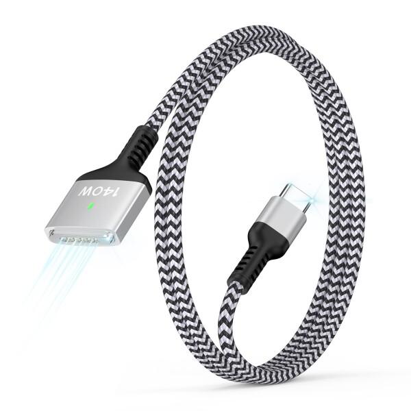 Haoano 140W Macbook Air充電ケーブル 0.9M 高速充電PD3.1対応 Macbook Pro 充電器 USB-C to Mag-Safe 3 磁気充電ケーブル 高耐久ナイロン 強力な磁気 Macbook air(13...