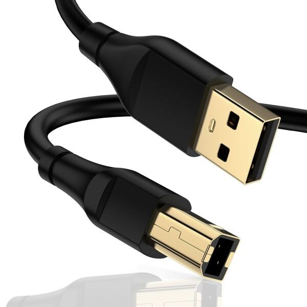 プリンターケーブル 1.8M USB Aオス-Bオス USB 2.0 ケーブル プリンター 接続用 金メッキコネクタ Type B 480Mbps高速データ転送 HP、キヤノン、ブラザー、エプソン、デルの複合機 スキャナー ファックス機 コ...
